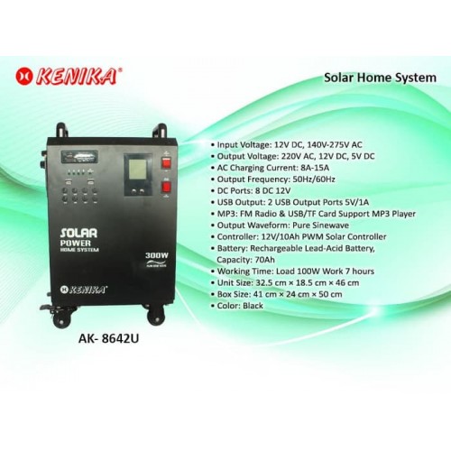 PAKET SOLAR HOME SYSTEM - INVERTER KENIKA AK-8642U + Panel Surya 50WP